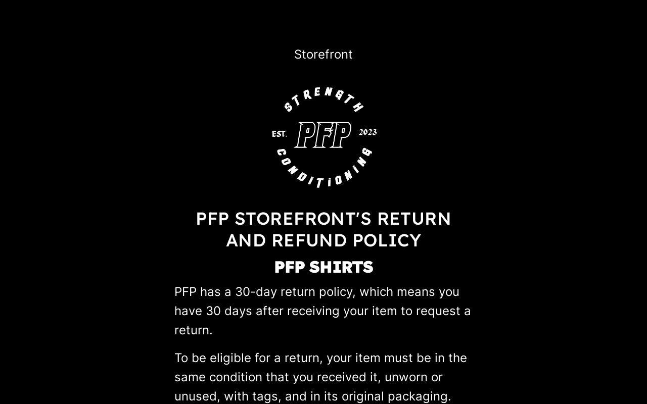 PFP Return and Refund Policy